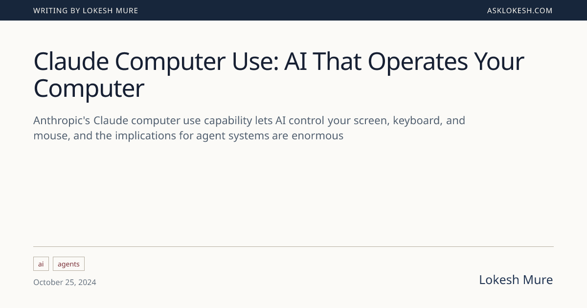 Claude Computer Use: AI That Operates Your Computer | AskLokesh